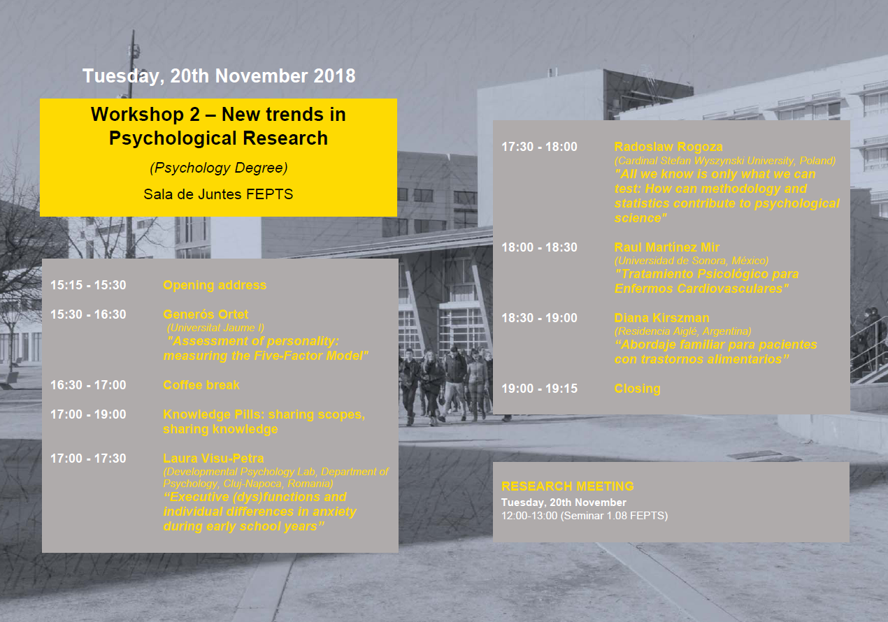 II FEPTS International Week. Workshop 2 - New trends in Psychological ...
